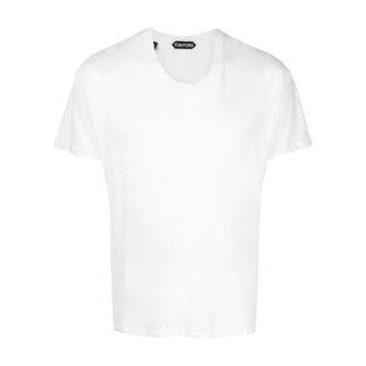 Tom Ford Homme, Tops, Blanc, Taille: M T-shirt en mélange de coton