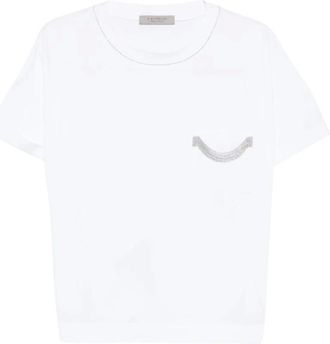D.exterior Femme, Tops, Blanc, Taille: 44 FR T-shirt agr&eacute;ment&eacute; dune poche