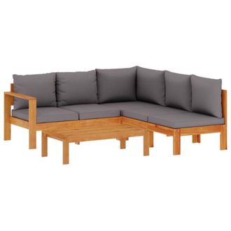 vidaXL Vidaxl - Salon de jardin avec coussins 4 pcs bois dacacia massif