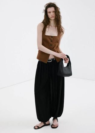 Mango Gilet costume lin marron - Femme - XXS - MANGO