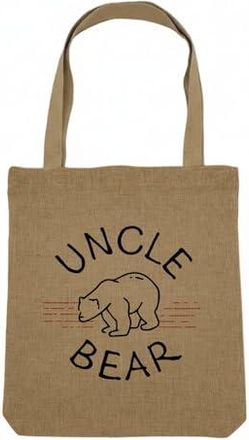 Fabulous Sac Shopping Tote Bag Aspect Lin - Uncle Bear Family Cute Animals - Sac de Courses Toile Epaisse 360g Beige Naturel Cabas Port&eacute; Epaule Solide Imprim&eacute; 