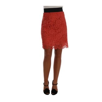 Dolce & Gabbana Femme, Jupes, Orange, Taille: 32 FR Jupe Crayon en Dentelle Macramé