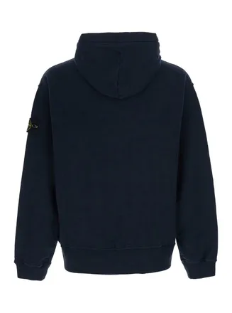 Stone Island Mens Hooded Sweatshirt Blue Cotton Sweatshirts Sweater