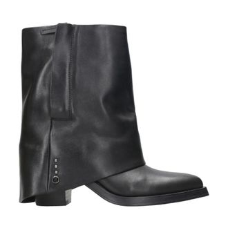 Ash Schwarze Lederstiefel mit Umschlag - - Shoes - Damen - Schwarzk - 36 EU