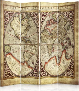 Feeby Frames. Raumteiler, Gedruckten auf Canvas, Leinwand Wandschirme, dekorative Trennwand, Paravent beidseitig, 4 teilig, 360&deg; (145x180 cm), Weltkarte, GL