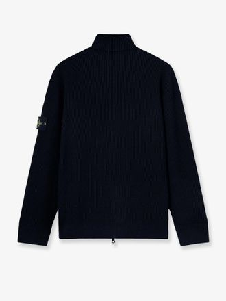 Stone Island Mens Turtleneck Cardigan Black Virgin Wool Sweater