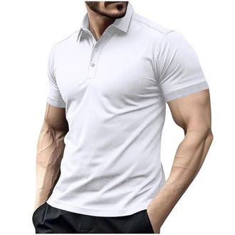 Generic Chemises de golf d&eacute;contract&eacute;es unies &agrave; manches courtes et col rabattable, extensible, classique, respirant, l&eacute;ger, haut de sport, gym, entra&icirc;nement, c