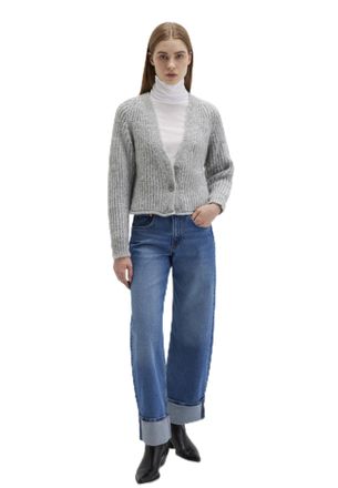 Mavi Damen Button Front Cardigan Strickjacke, Mid Grey Melange, XS