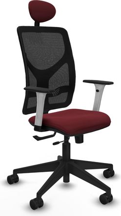 Piqueras y Crespo Arbeitsstuhl mit wei&szlig;en und schwarzen Armlehnen, h&ouml;henverstellbarer Lendenwirbelst&uuml;tze und festem Kopfteil, ausgestattet mit Syncro/Traslack. Schwarz/