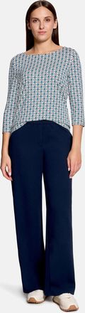 Betty Barclay 3/4-Arm-Shirt BETTY BARCLAY Damen mit U-Boot-Ausschnitt, Damen, Gr. 36, wei&szlig; (petrol, schwarz), Jersey, Obermaterial: 95% Viskose, 5% Elasthan, Basic,