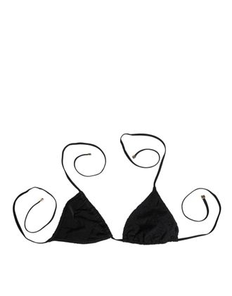 Dolce & Gabbana Womens Black Embroidered Triangle Swimwear Underwear Polyamide Clothing