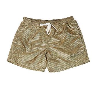 Generic HUIWDP Beach Board Homme Short de Bain Hommes Maillots de Bain Argent Brillant Surf Trunks Boxers Faux Cuir Beachwear Gymwear, Noir/dor&eacute;, XXL