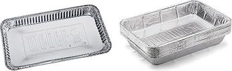 Weber 6454 Alu-Tropfschalen 36.8cm x 16.5cm x 5.1cm, Einwegschalen, Fettauffangschalen, Silber 5er pack & 6416 Alu-Tropfschalen, gro&szlig;, 28 x 18 x 5 cm, 10 St