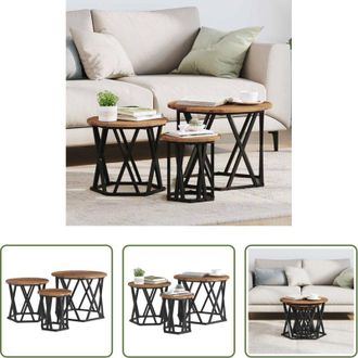 vidaXL vidaXL Wohnzimmer Tisch - Nesting Beistelltisch 3 pcs Altholz Ingenieure Holz und Stahl
