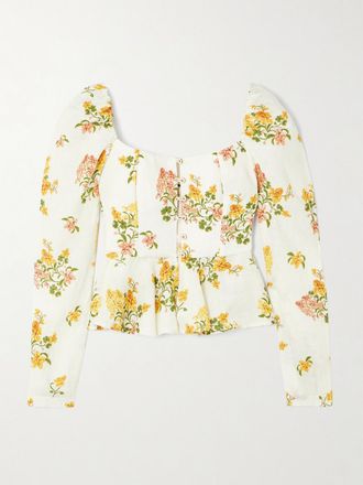 Agua Bendita Bromelia Cordillera Oberteil Aus Leinen Mit Blumenprint - Mehrfarbig