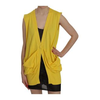 Pink Memories Femme, Pulls, Jaune, Taille: 40 FR Gilet sans manches jaune &agrave; col en V