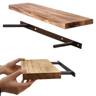 Generic Bauernhaus-Schweberegal, 40 cm, rustikales Wandregal aus massivem Holz mit versteckter Montage, f&uuml;r Wohnzimmer, Schlafzimmer, Badezimmer, K&uuml;chendekora