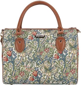 SIGNARE Gobelin-Reisetasche, &Uuml;bernachtungstasche, Wochenendtasche f&uuml;r Damen, mit Gartenblumen und Kreaturen (Goldene Lilie)