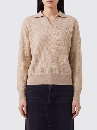Brunello Cucinelli Polo en maille en mohair et laine &agrave; col en V et manches longues