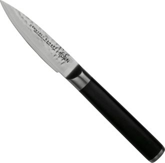 Eden Paris Hammered Damast 2031-109, Officemesser 9 cm, Schwarz G10 Griff, Klinge aus geh&auml;mmertem Damaststahl, 60 HRC, AUS-10 Damaststahl