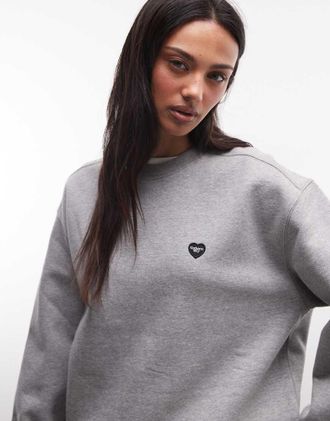 Carhartt Work in Progress Sweat avec petit &eacute;cusson coeur - Gris chin&eacute;