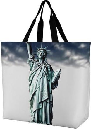 Generic Statue De La Libert&eacute; Sac A Main Femmes R&eacute;utilisable Sacs De Courses L&eacute;ger Sac Fourre Tout Pour Travail Voyage Plage