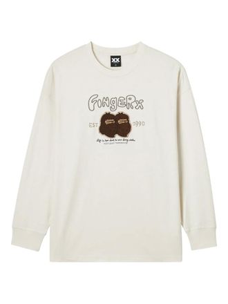 Fingercroxx t-shirt &agrave; manches longues et logo brod&eacute; - Blanc