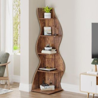 Tribesigns Tribesigns - Eckregal, 178 cm hoch, Lagerregal, B&uuml;cherregal, Pflanzenst&auml;nder, Organizer-Einheit, 5 Stufen, Modern, f&uuml;r Zuhause, B&uuml;ro, Wohnzimmer