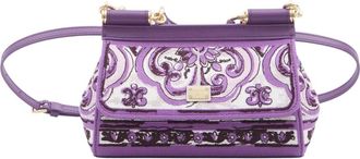 Dolce & Gabbana Femme, Sacs, Violet, Taille: ONE Size Petit sac &agrave; main Sicily avec broderie Majolica