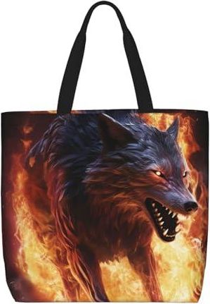 Generic Loup Ardent Sac &Agrave; Bandouli&egrave;re Pliable Sacs De Courses D&eacute;contract&eacute; Sac A Main Femmes Pour Voyage Gym Plage