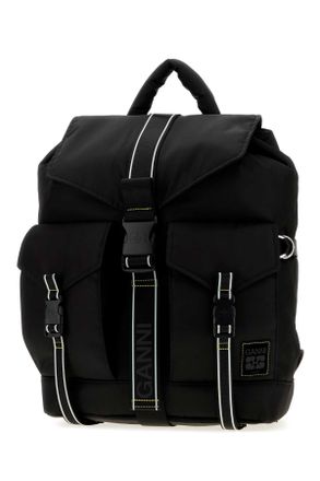 Ganni Womens Sport Backpack Black Fabric