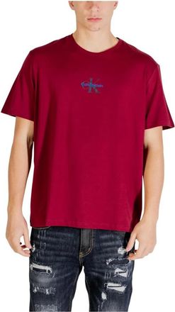 Calvin Klein Jeans Homme, Tops, Rouge, Taille: 2XL T-shirt en coton &agrave; manches courtes et col rond