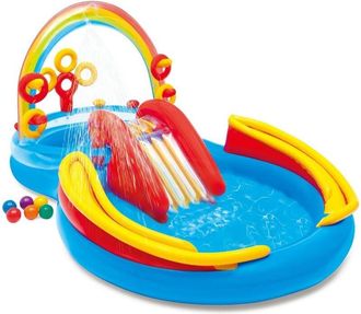 Intex Aufblasbarer Pool Rainbow Ring Play Center 297x193x135cm 57453NP Intex