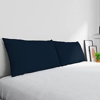 Italian Bed Linen Paar Kissenbez&uuml;ge Max Color 100% Baumwolle, Made in Italy, Gr&ouml;&szlig;e Kissenbezug 50 x 80 cm mit Innenklappe, einfarbig - Dunkelblau