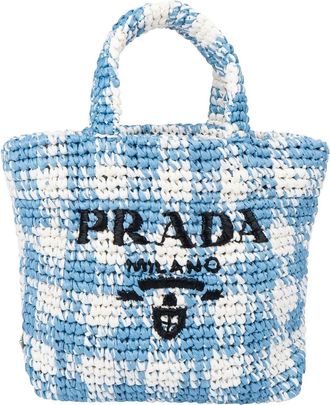 Prada Crossbody Bags - Prada Blue Gaufre Raffia Handbag - Gr. unisize - in Blau - f&uuml;r Damen