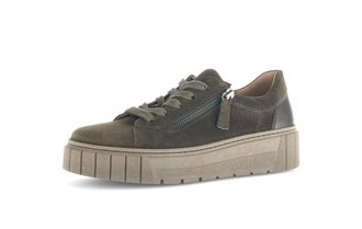 Gabor Damen Low-Top Sneaker, Frauen Halbschuhe,Komfortable Mehrweite (H),Strassenschuhe,Sportschuhe,Freizeitschuhe,Oliv/Forest,38.5 EU / 5.5 UK