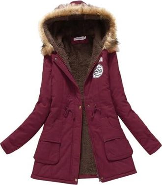 Generic Vestes chaudes et &eacute;paisses pour femmes, manteau dhiver en polaire doubl&eacute; &agrave; la mode, manteau &agrave; capuche, v&ecirc;tements dext&eacute;rieur 2026, bordeaux, XXL