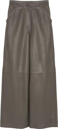 Yves Salomon Lederhose mit weitem Bein - Grau