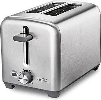 Bella 2-Scheiben-Toaster mit extra breiten Toastschlitzen und herausnehmbarem Krümelfach - 6 Bräunungsstufen, Abschaltautomatik und Aufwärmfunktion - Toastb