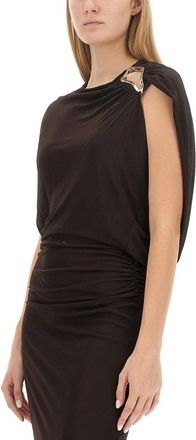 Lanvin Draped Viscose Dress - Brown