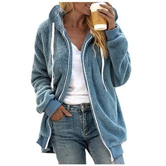 Generic Veste Polaire Femme Chaude Sweats Patchwork Polaire Chaud 2023 Classique Cardigan Confortable Tenue Polaire Femme Chaude Pull Ample Décontracté Mantea