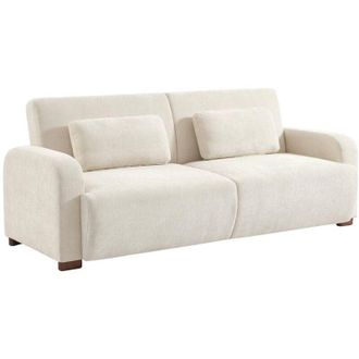 Sweeek Sweeek - Canap&eacute; convertible 3 places tissu l 211 x p 92 x 85cm - Dany en Polyester Blanc cass&eacute;