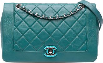 Chanel Hobo Bags - Medium Crumpled Calfskin Bi Vintage Full Flap - Gr. unisize - in Blau - f&uuml;r Damen