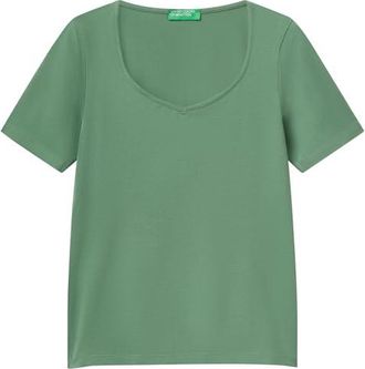Benetton T- Shirt 3fjhd401p, Vert, Large Femmes