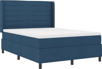 vidaXL Letto A Sorgente Led Con Materasso Blu 140 X 200 Cm Tessuto Vidaxl
