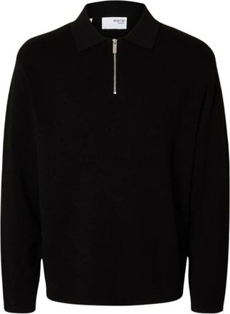 Selected Polo Demi-Zip Teller - Homme - Tops - Noir - Taille: M