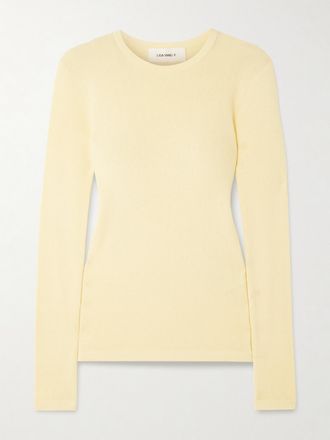 Lisa Yang T-shirt &Agrave; Manches Longues En Coton Et Cachemire M&eacute;lang&eacute;s C&ocirc;tel&eacute;s Vivian - Jaune