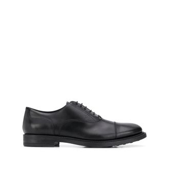 Tod's Homme, Chaussures, Noir, Taille: 39 1/2 EU Chaussures Plates en Cuir Noir à Lacets