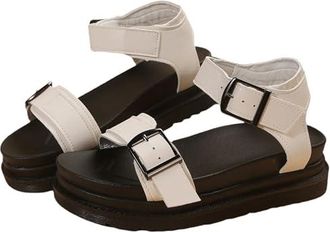 Generic Sandales d&eacute;t&eacute; tendance &agrave; plateforme pour femme - Bout ouvert - Sangle de cheville - Sandales &agrave; talons moyens - Sandales d&eacute;t&eacute; tendance pour la marche -