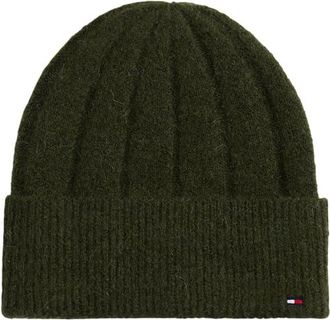 Tommy Hilfiger Bonnet Femme Flag Fluffy Beanie, Vert (Huntsman Green), Taille Unique